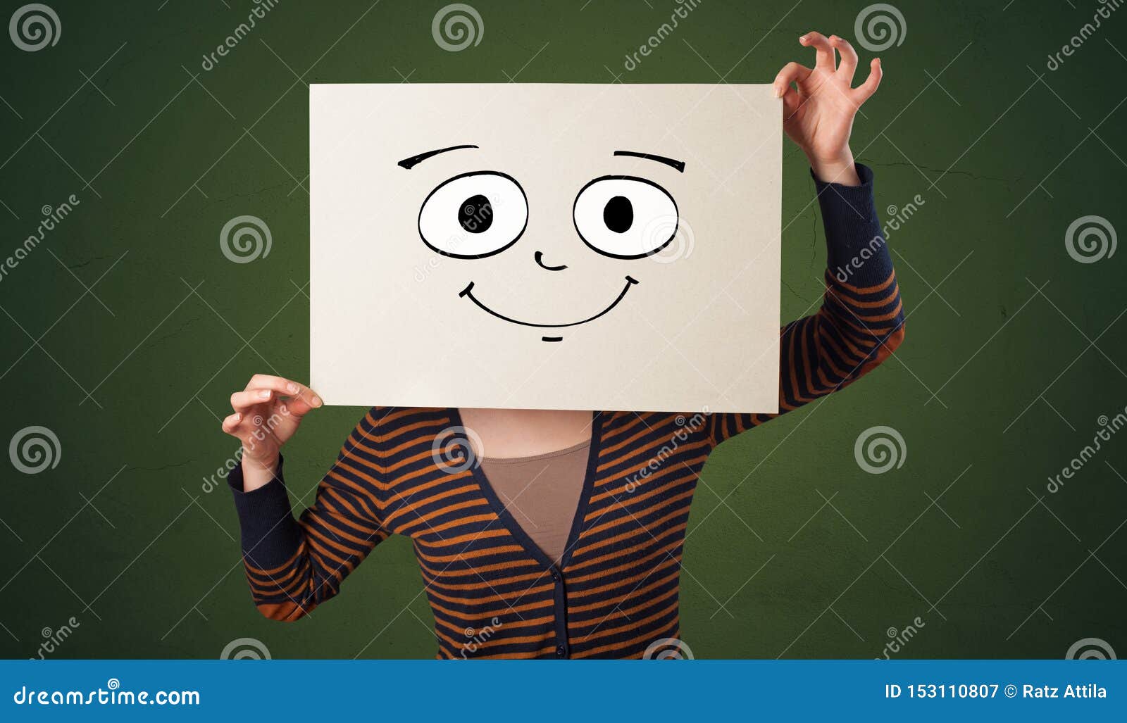 Student Holding a Paper with Laughing Emoticon in Front of His Face ...