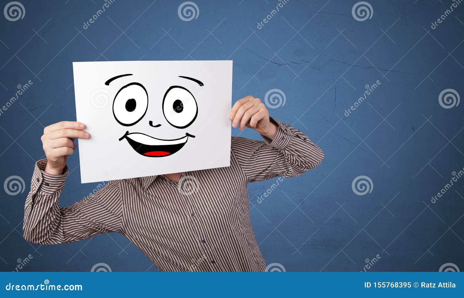 Student Holding a Paper with Laughing Emoticon in Front of His Face ...