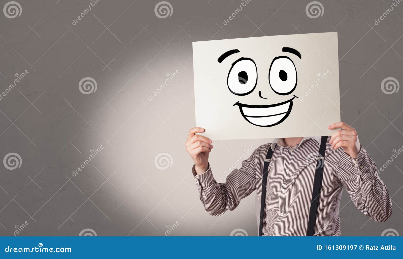 Student Holding a Paper with Laughing Emoticon in Front of His Face ...