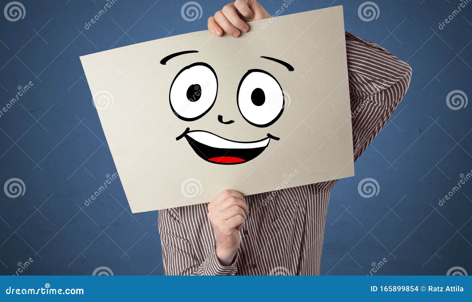 Student Holding a Paper with Laughing Emoticon in Front of His Face ...