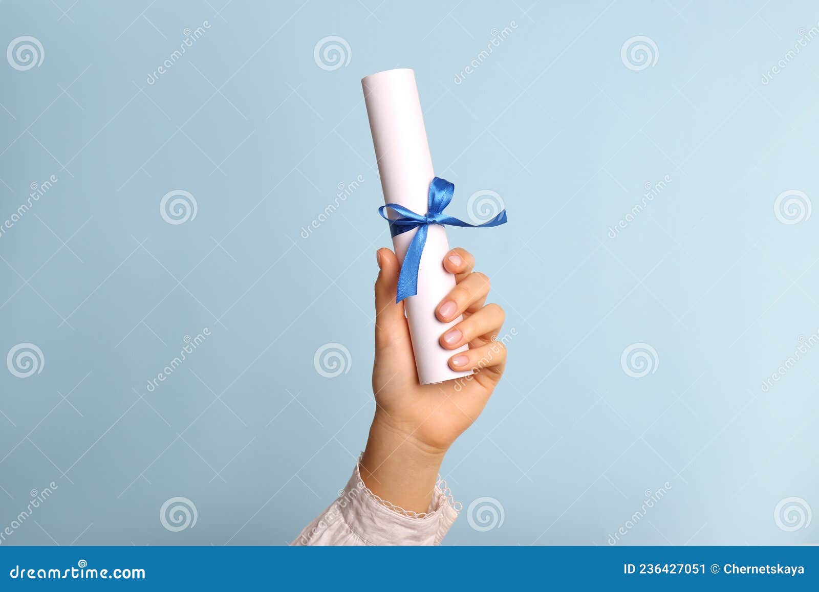 Rolled Diploma Blue Ribbon