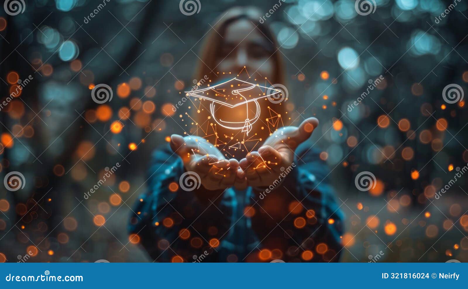 Student Holding Virtual Graduate Icon, Celebration Education Graduation ...