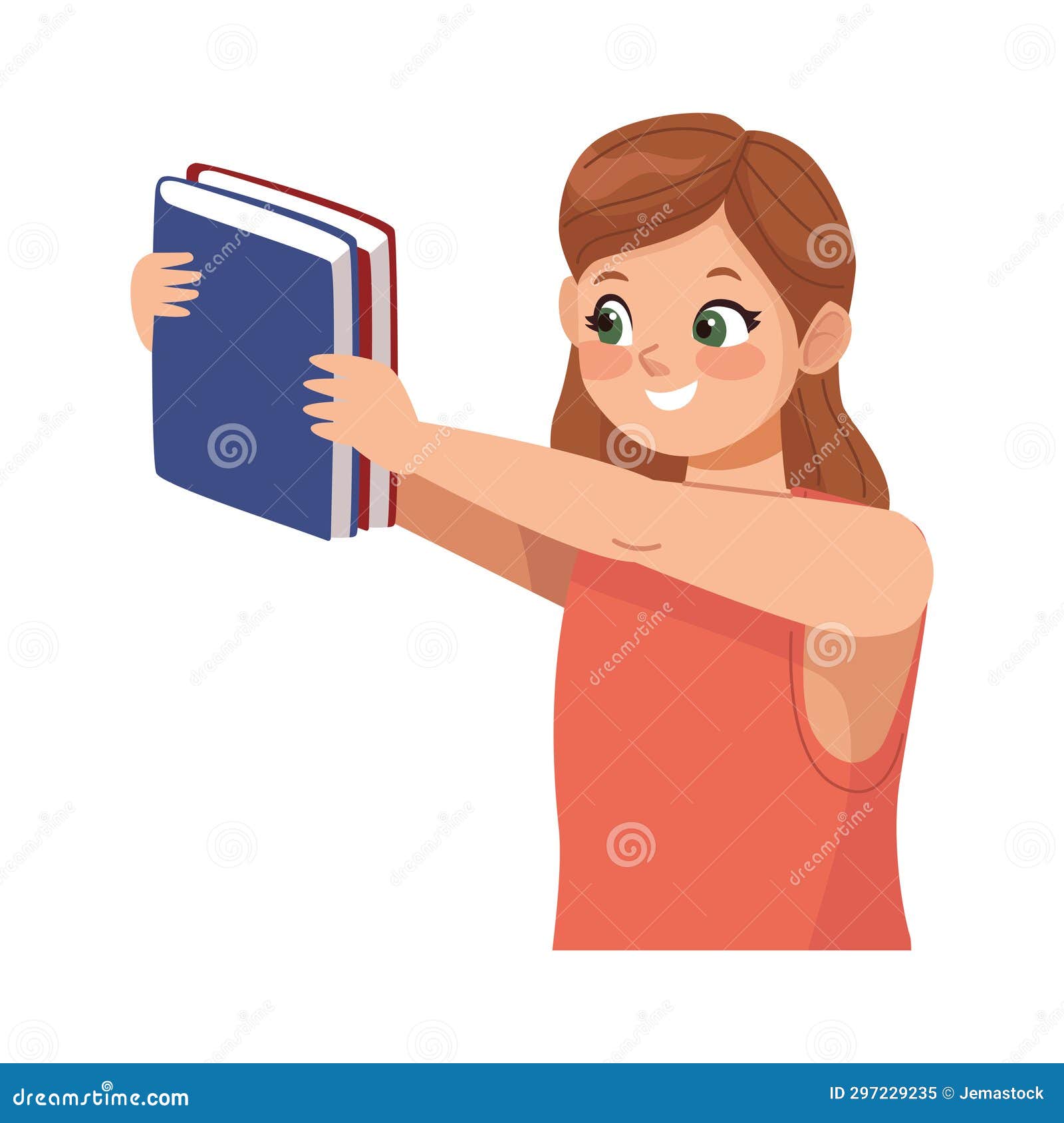 Student holds books stock illustration. Illustration of person - 297229235