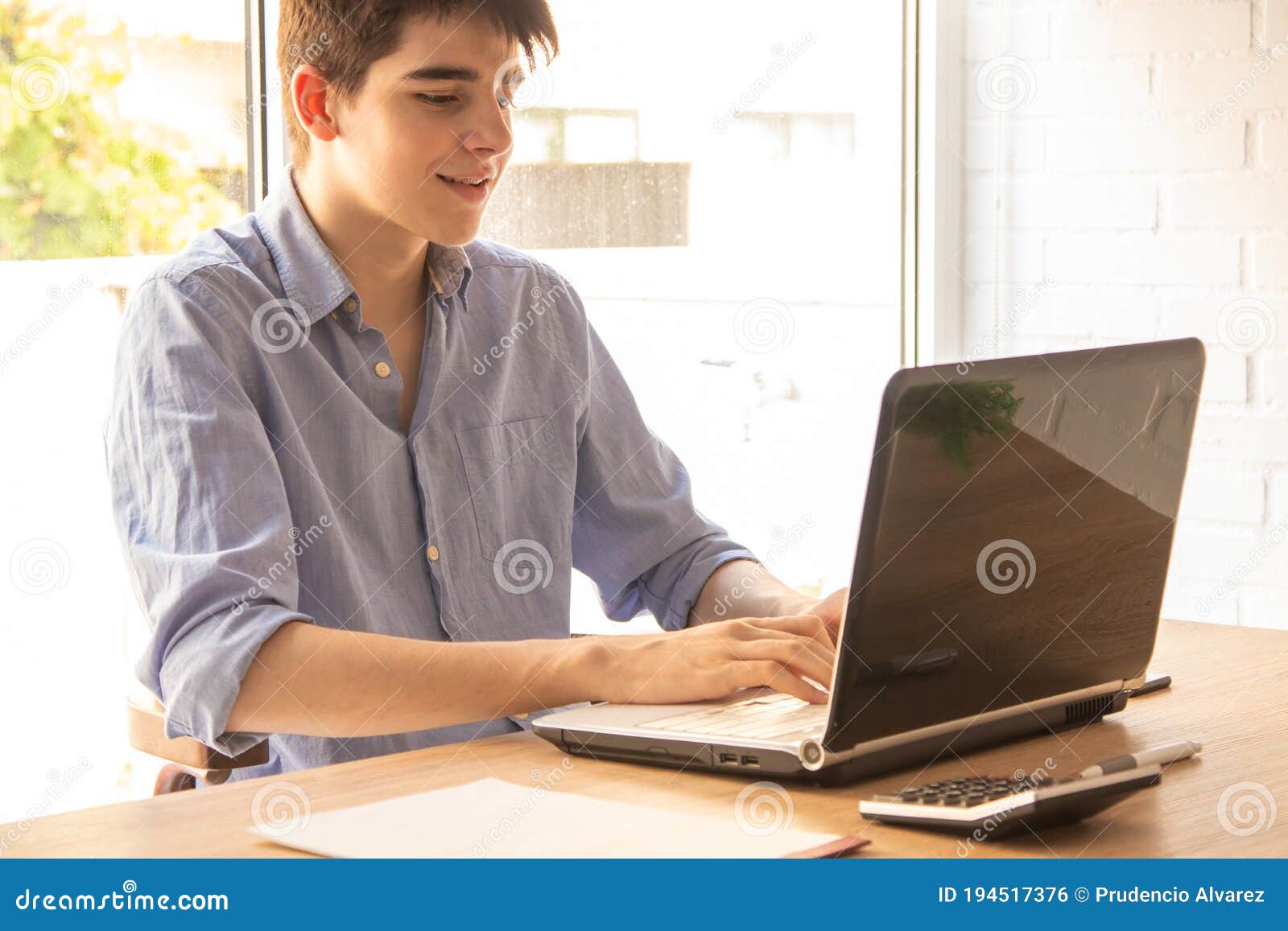 Student at Home with Computer Stock Photo - Image of house, chair ...