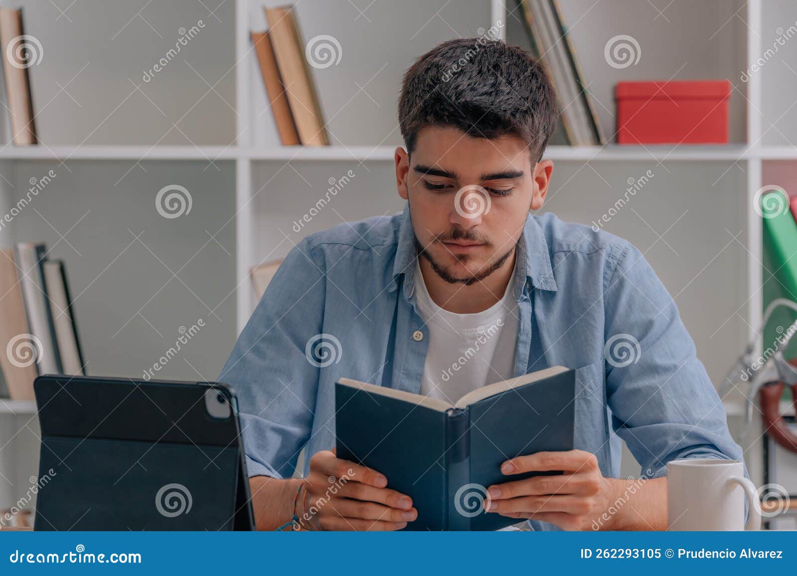Student at Home Studying or Reading Book Stock Image - Image of ...