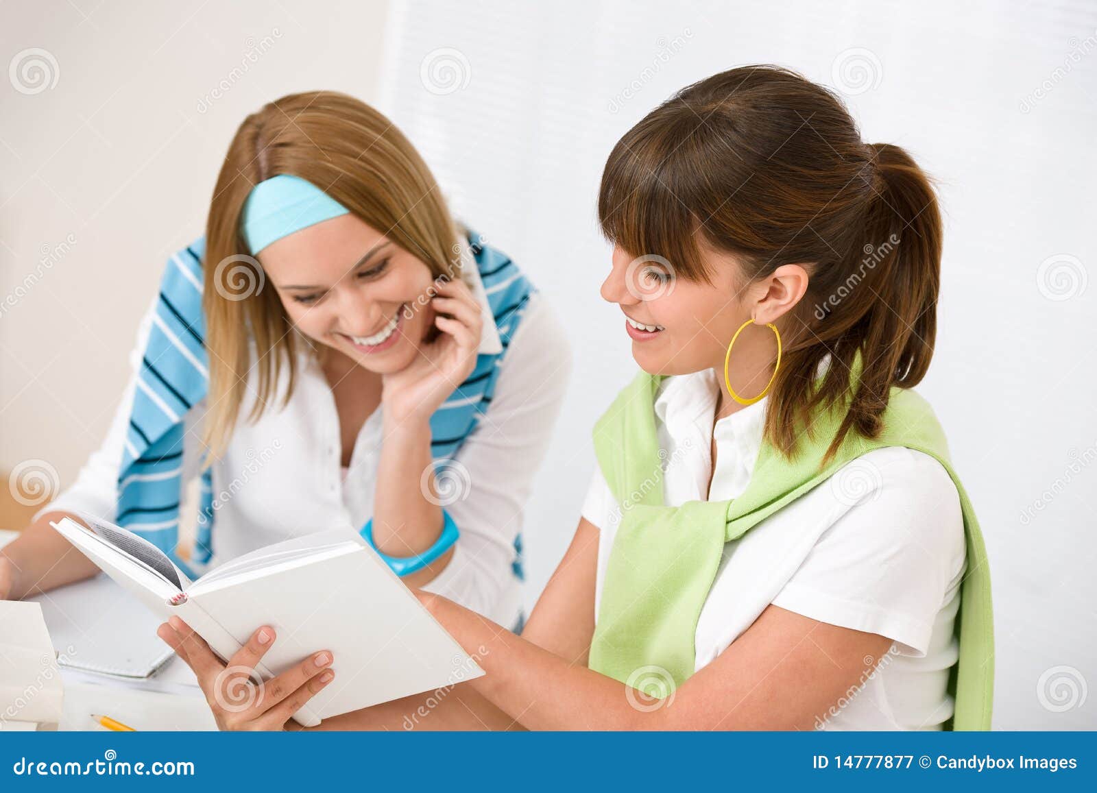 Student at Home - Two Young Woman Study Together Stock Image - Image of ...