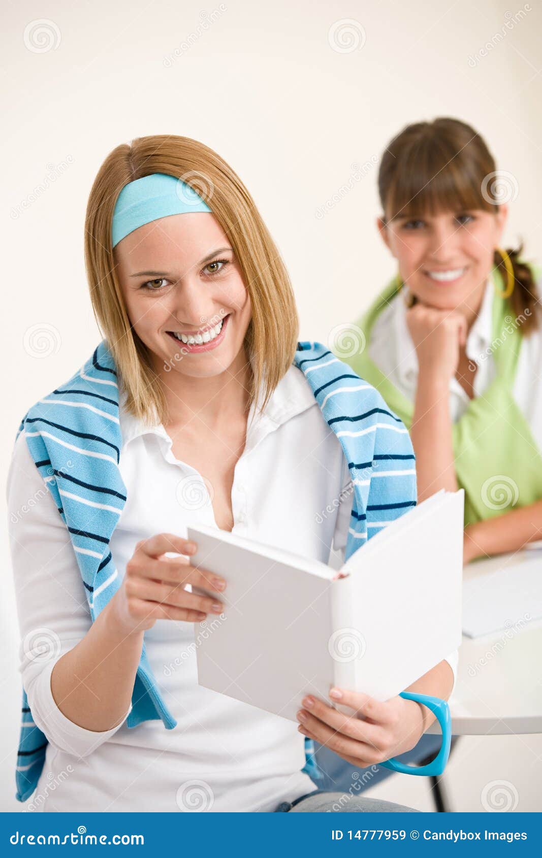 Student at Home - Two Young Woman Study Together Stock Image - Image of ...