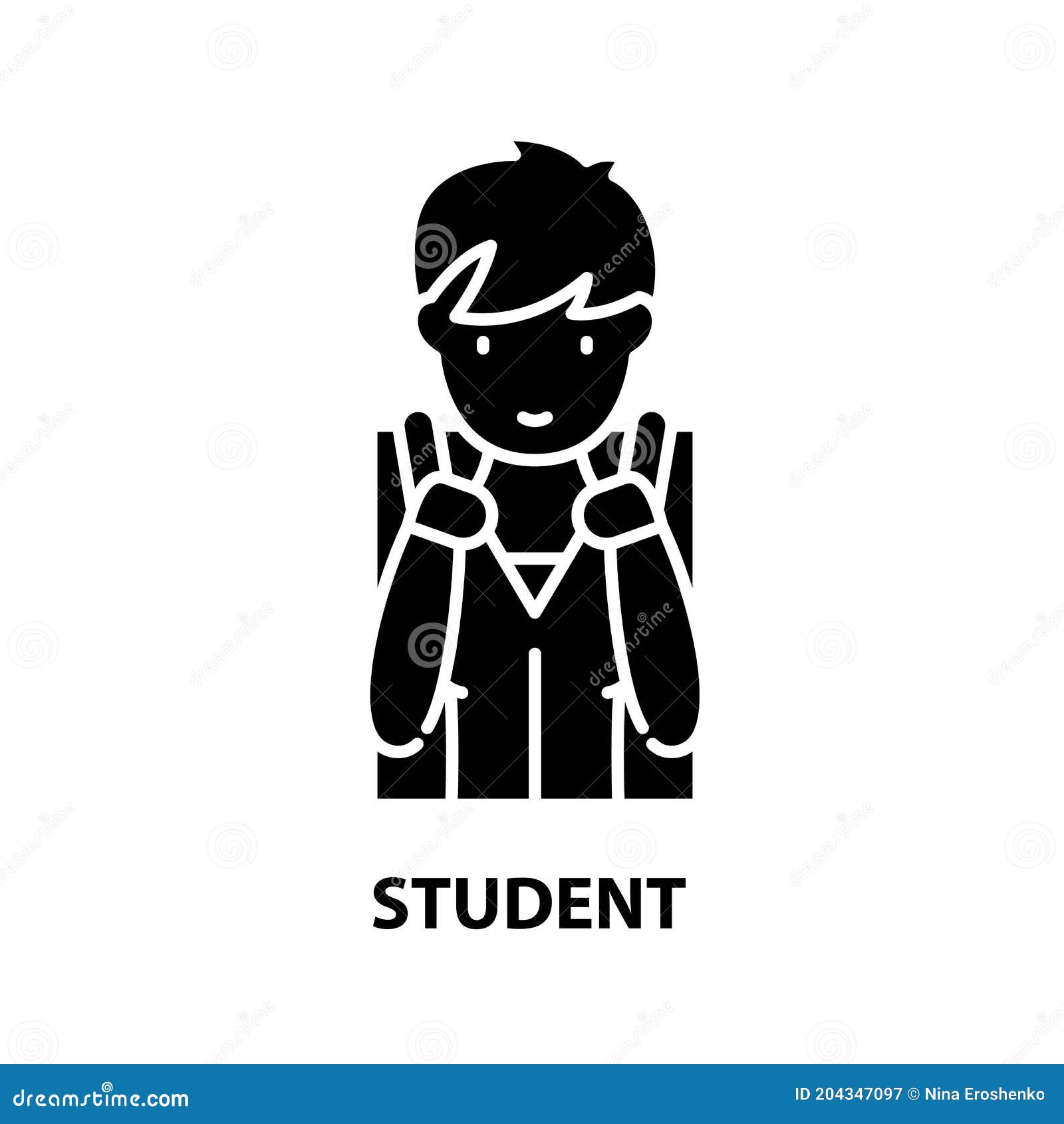 Student Icon, Black Vector Sign with Editable Strokes, Concept ...