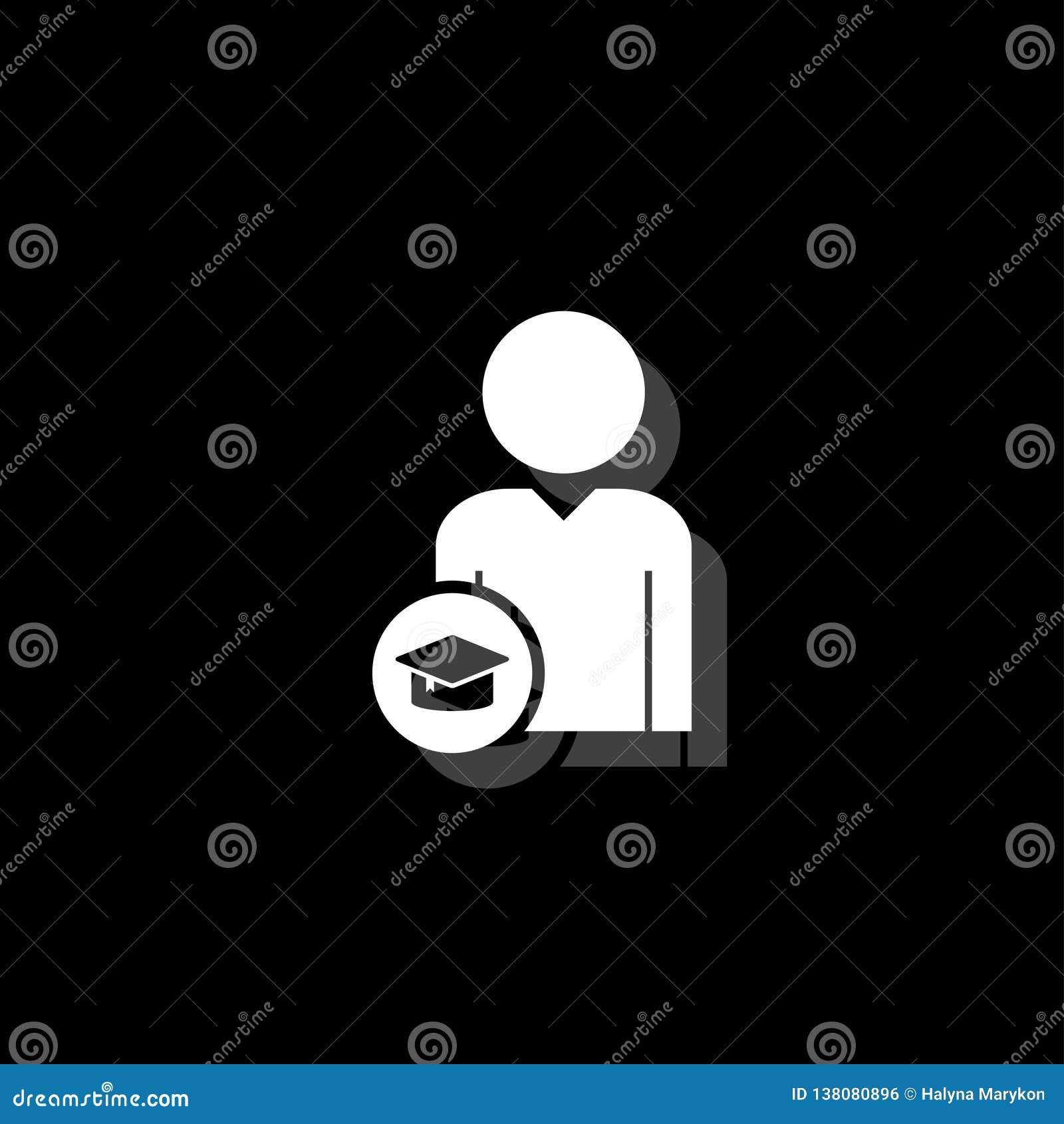Student icon flat stock illustration. Illustration of ceremony - 138080896