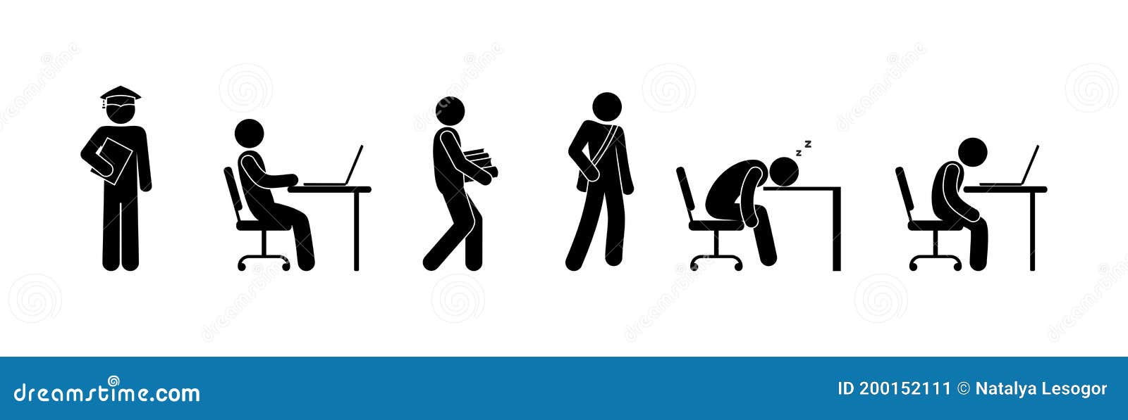 Student Icon, Learning Illustration, Stick Figure Cartoon Vector ...