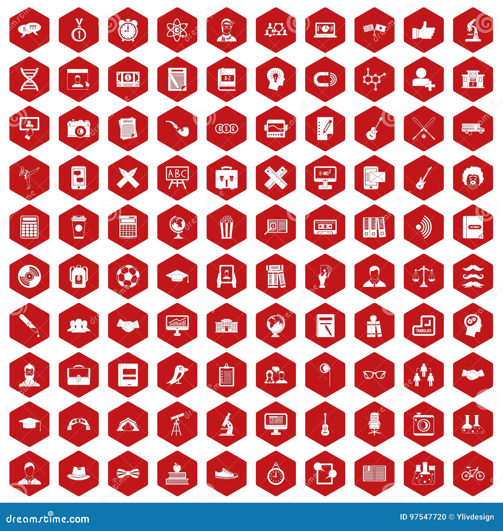 100 Student Icons Hexagon Red Stock Vector - Illustration of computer ...
