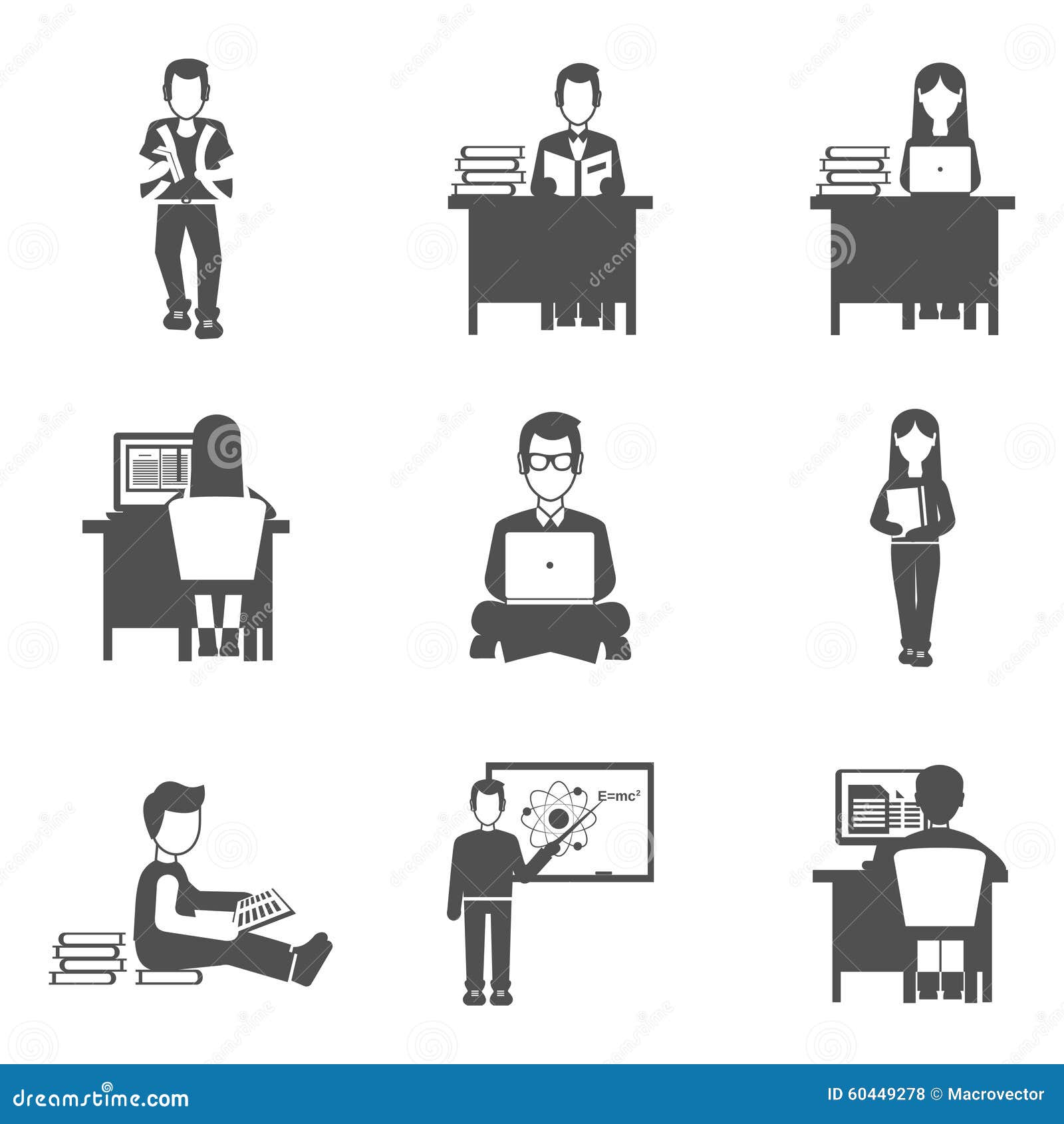 Student Icons Set stock vector. Illustration of decorative - 60449278