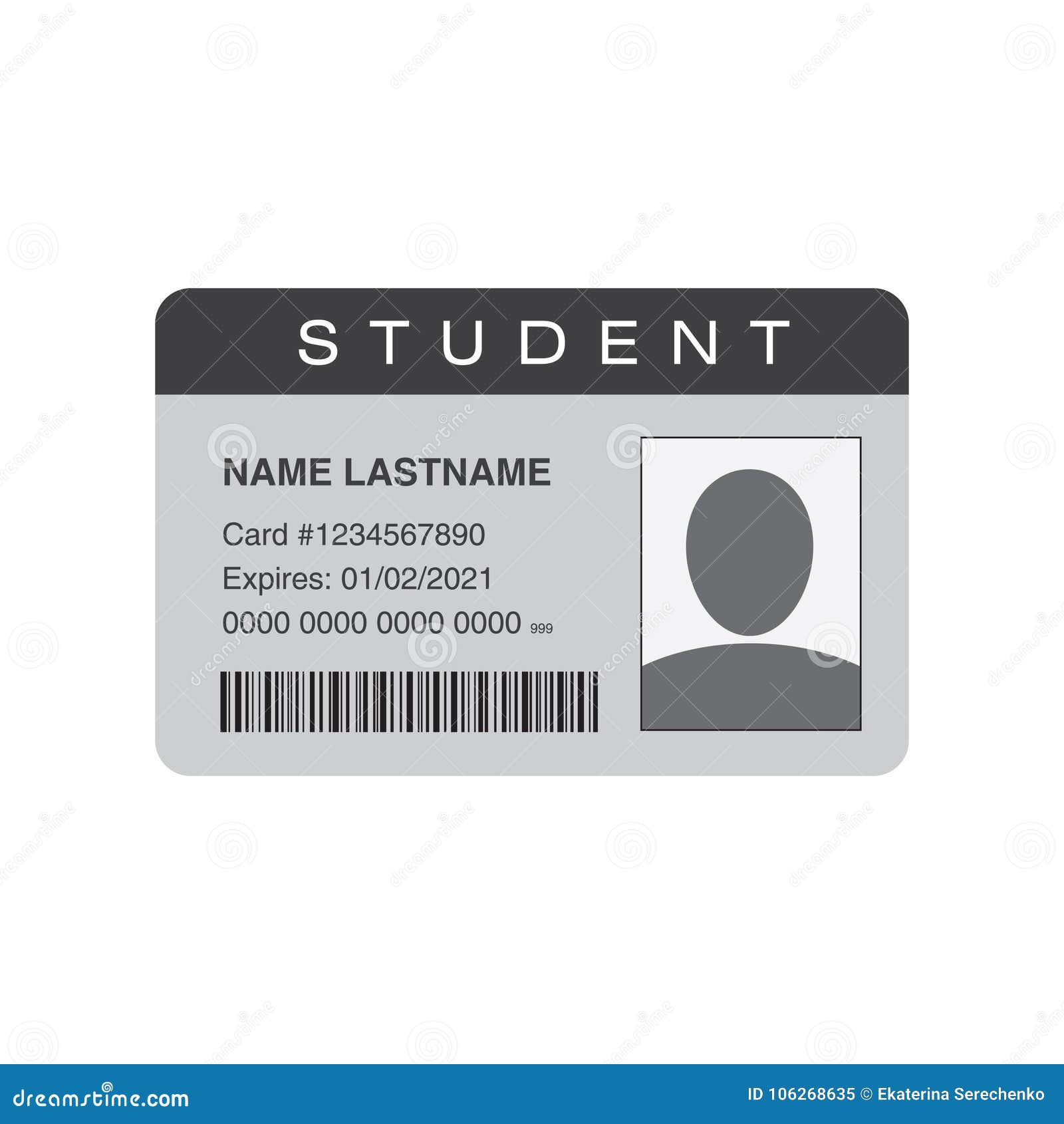 Student ID card stock illustration. Illustration of college - 106268635