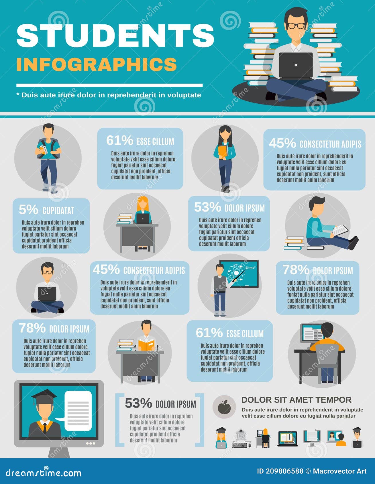 Student Infographic Set stock vector. Illustration of info - 209806588