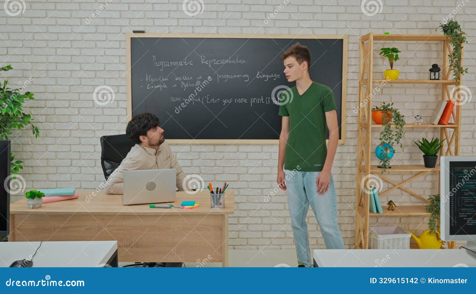 Student and Instructor Discuss Python Code in Modern Classroom Stock Photo - Image of study ...