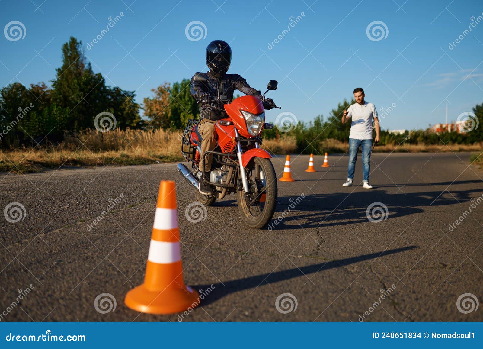 Student and Instructor, Exam in Motorcycle School Stock Photo - Image ...