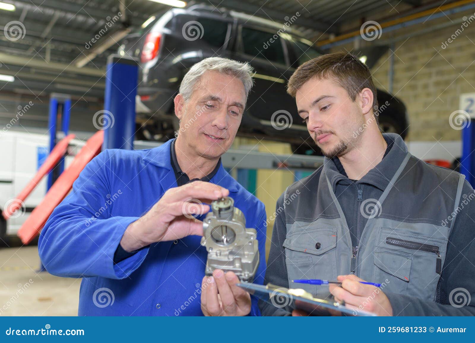Student with Instructor Repairing Car during Apprenticeship Stock Image ...