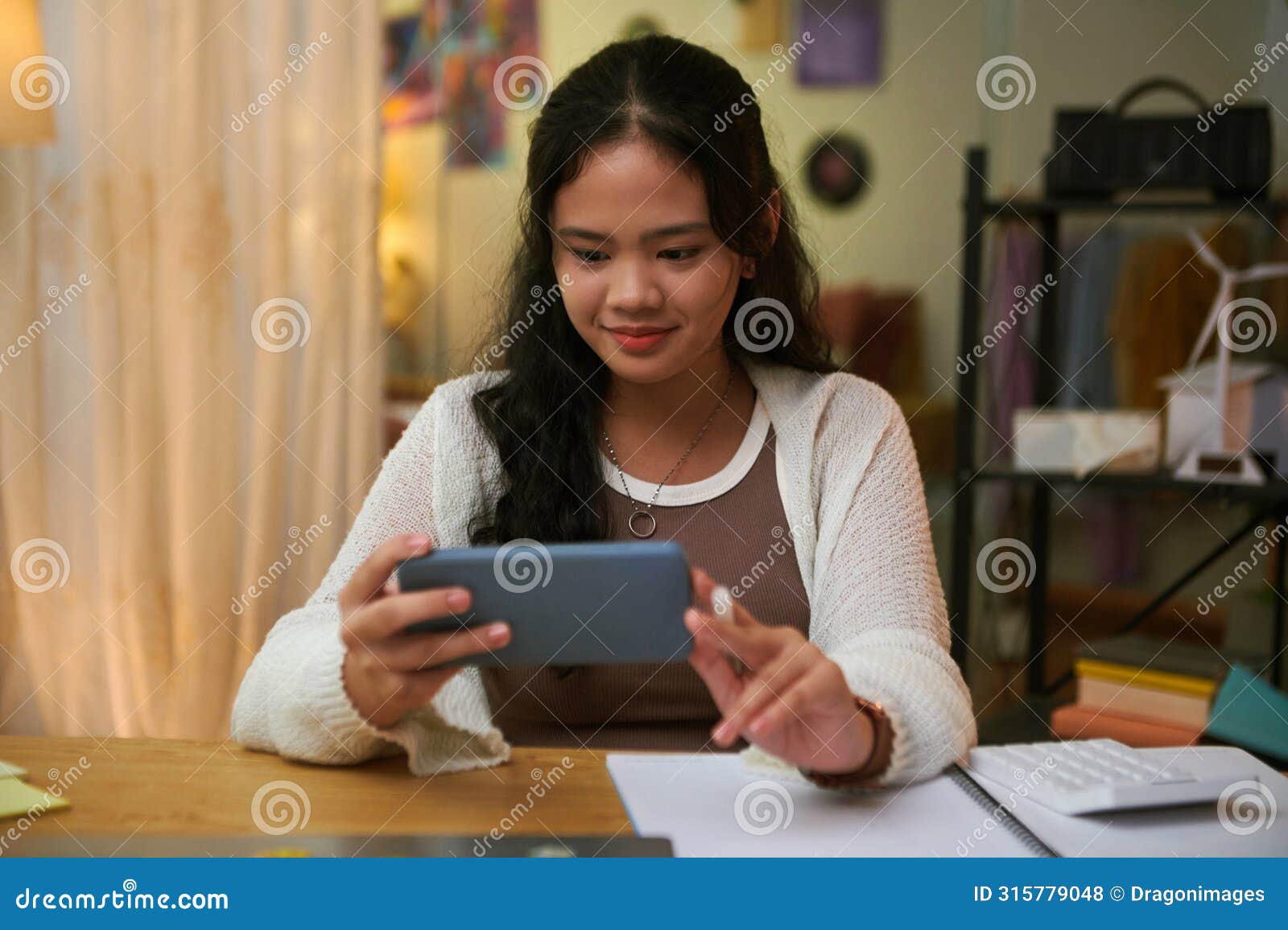 Student Joining Online Class Via Mobile App Stock Photo - Image of ...