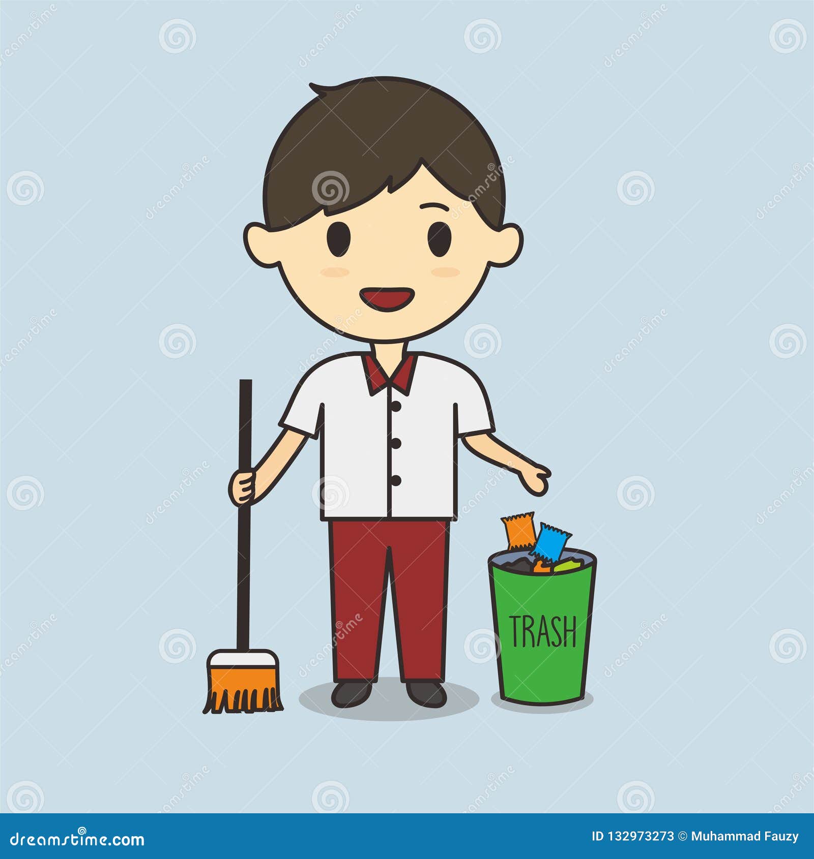 Student Keep Cleanliness Cartoon Illustration Stock Vector ...