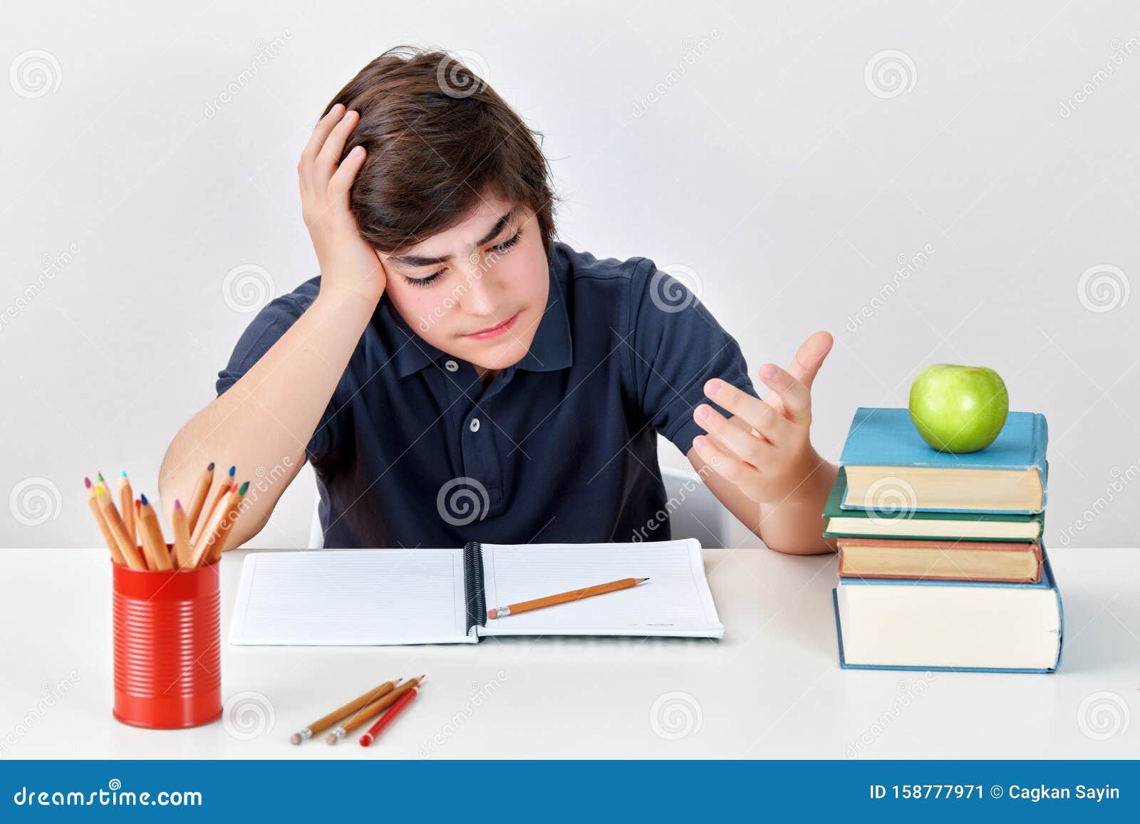 Student Kid with ADHD is Feeling Confused and Angry Stock Image - Image ...