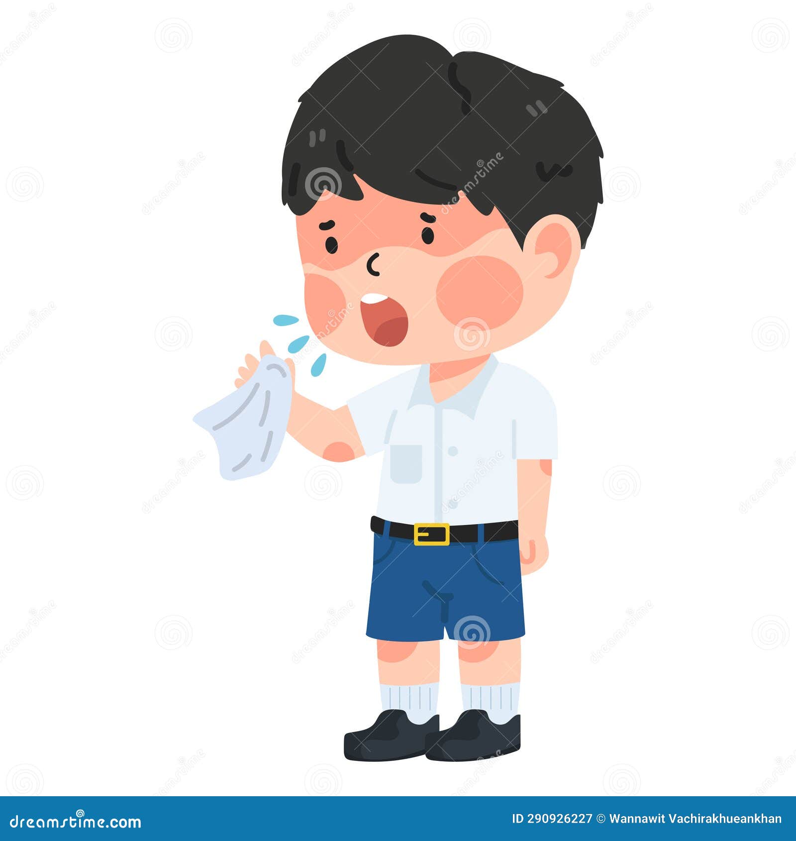 Student Kid Boy with Cold or Flu Sneeze Stock Vector - Illustration of ...