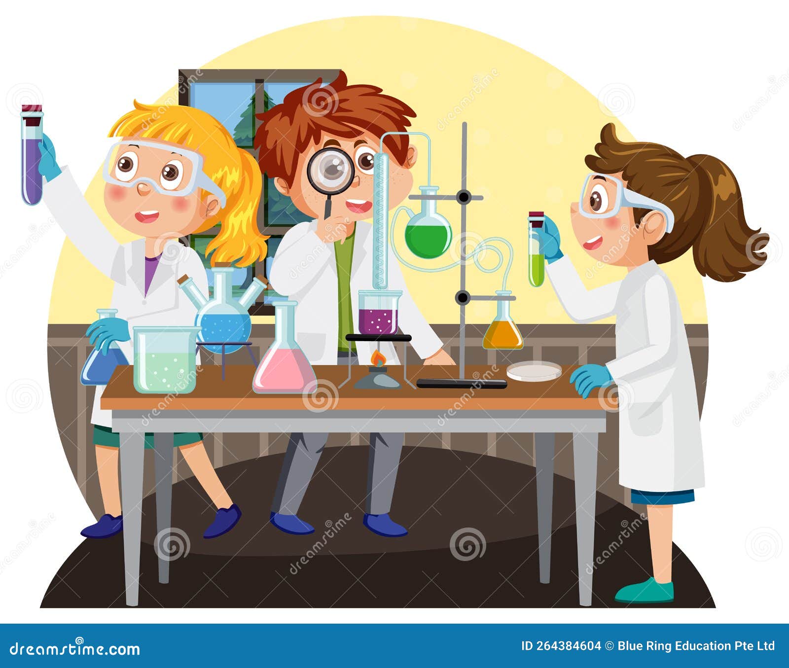 Student Kids Doing Science Experiment Stock Vector - Illustration of ...