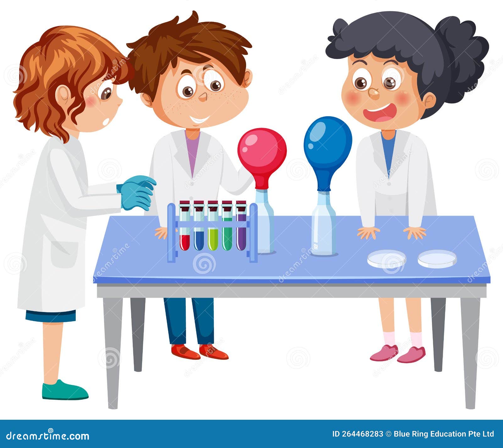 Student Kids Doing Science Experiment Stock Vector - Illustration of ...