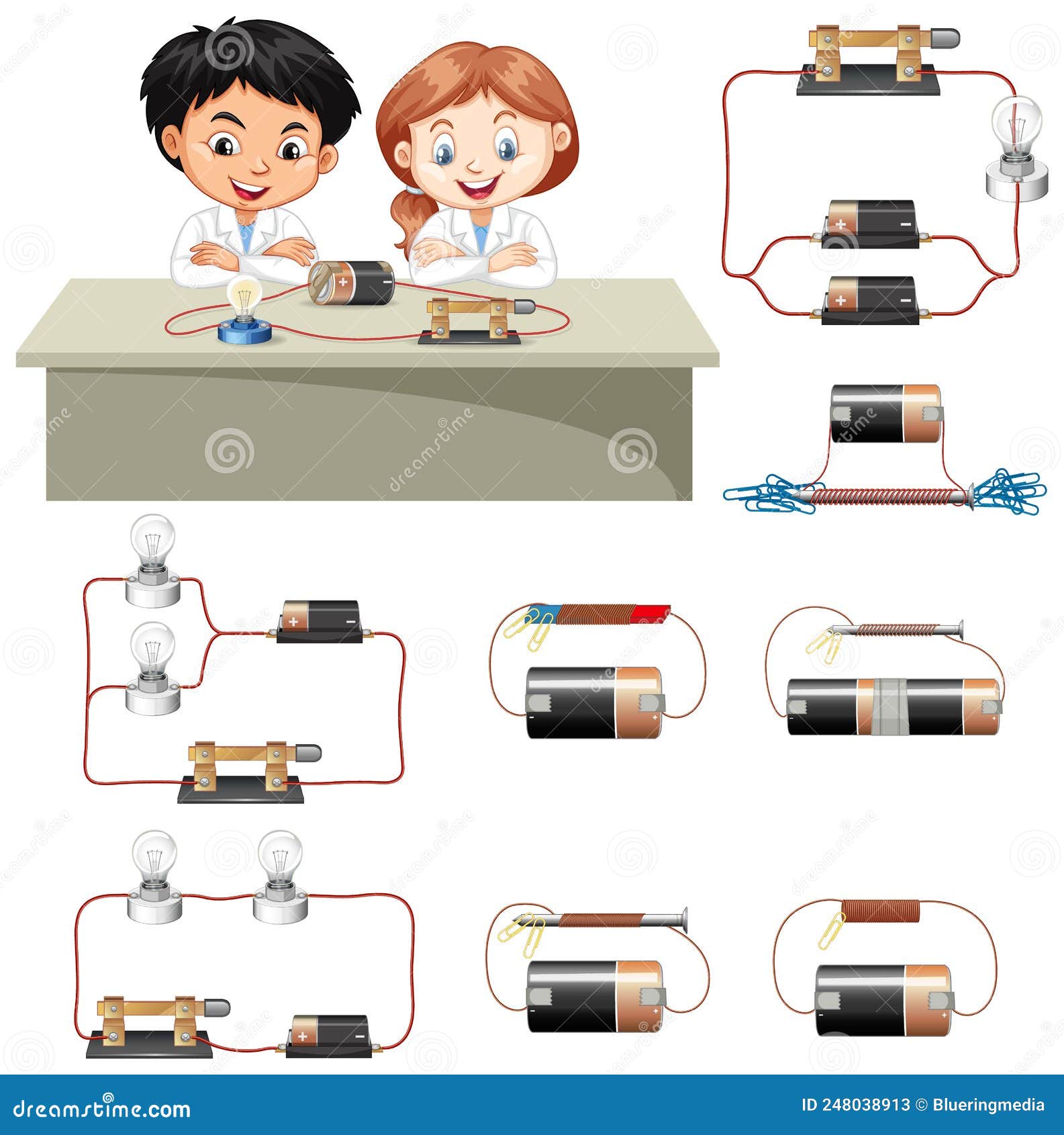 Student Kids Learned about Electric Circuit Component Stock Vector ...