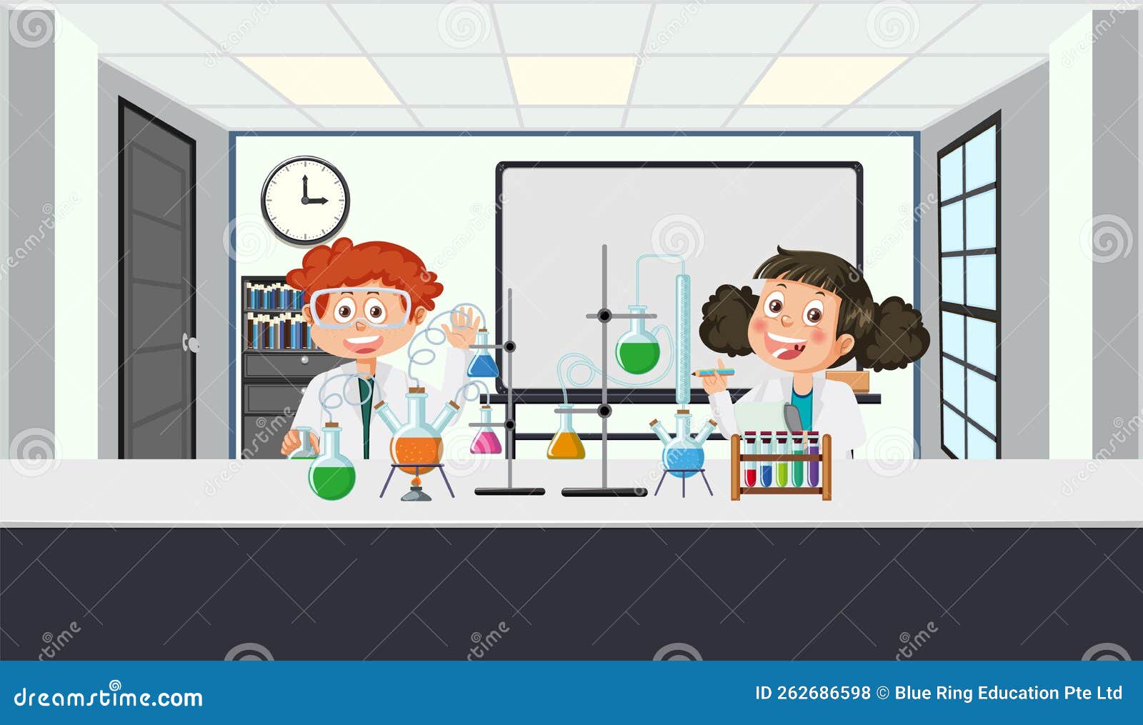 Student Kids in Science Classroom Stock Vector - Illustration of cute ...