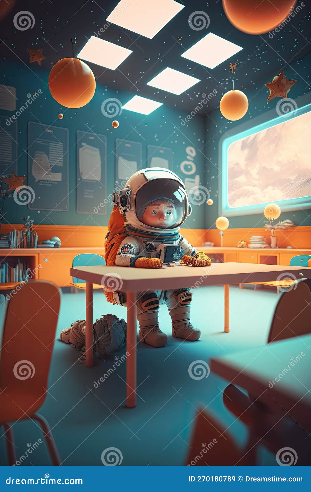 Student Kind in a Classroom is Experiencing Space Gravity and ...