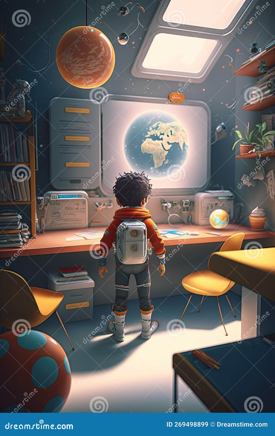 Student Kind in a Classroom is Experiencing Space Gravity and ...