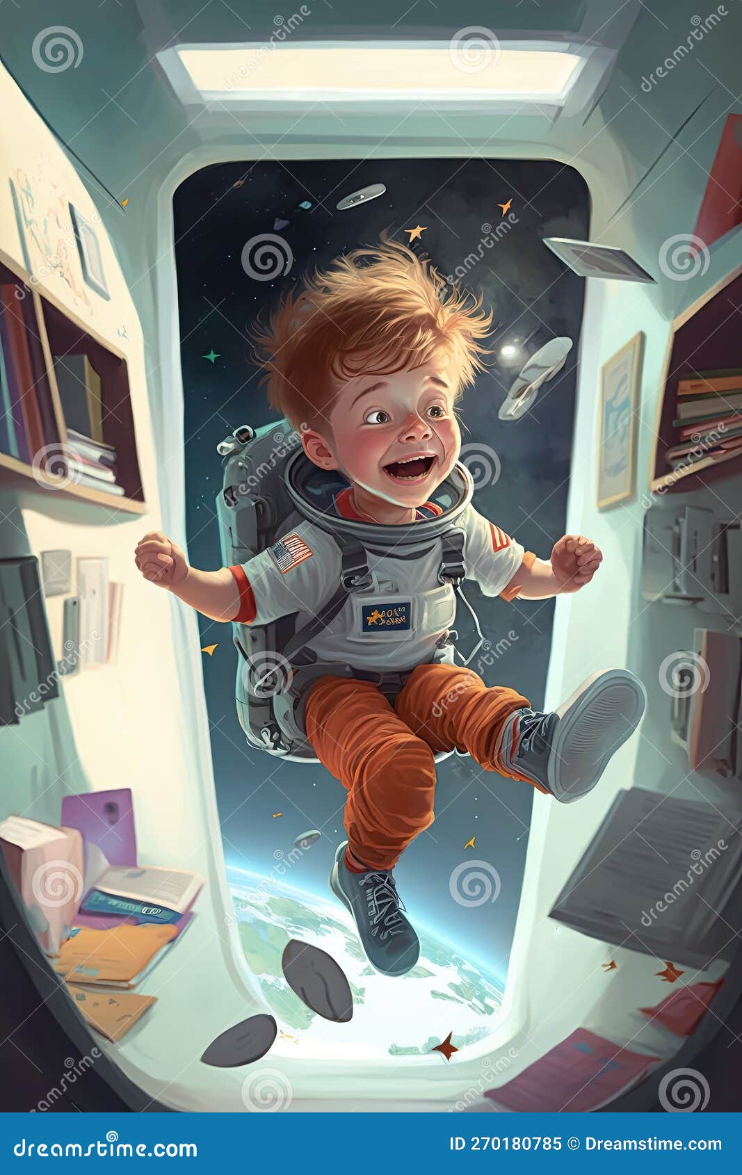 Student Kind in a Classroom is Experiencing Space Gravity and ...