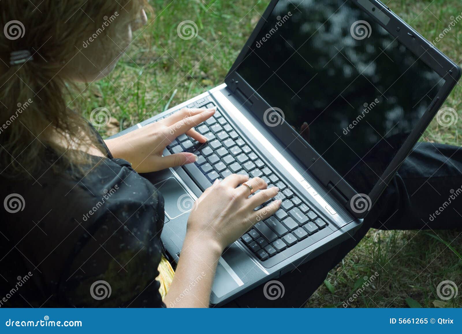 Student with laptop. stock image. Image of hands, hand - 5661265