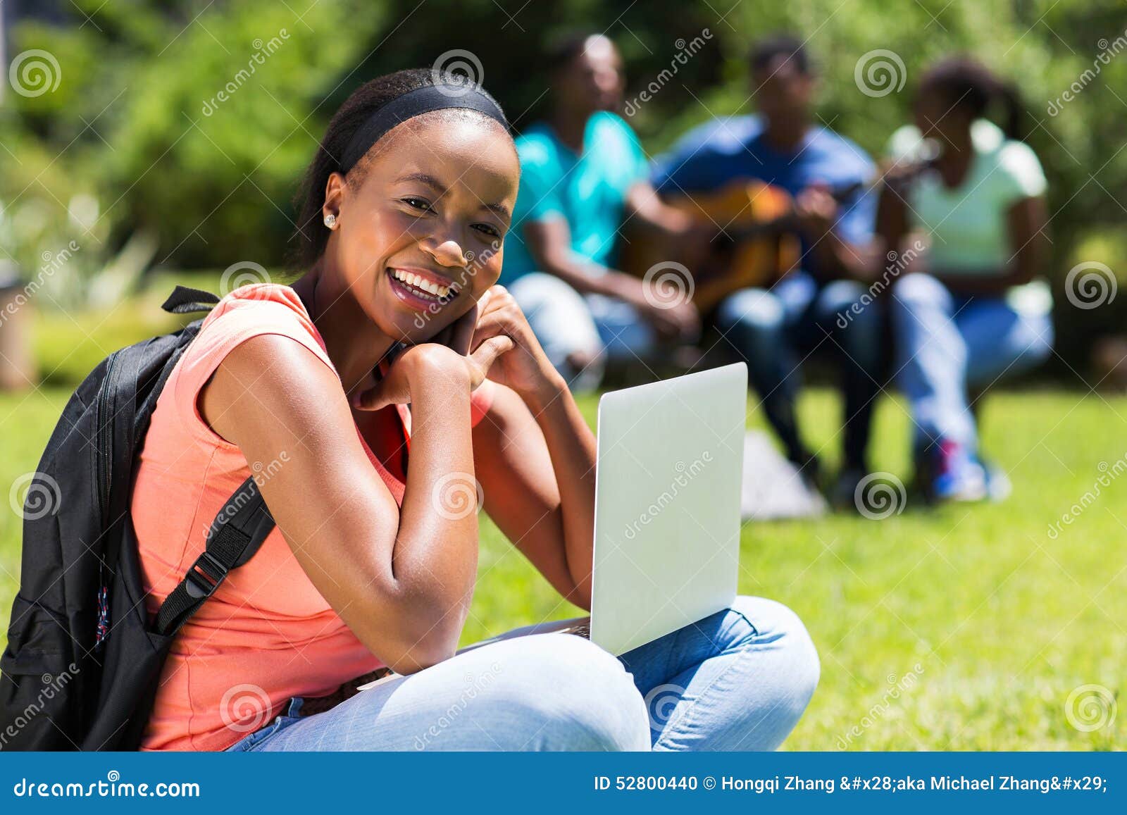 Student with laptop stock photo. Image of ethnicity, outside - 52800440