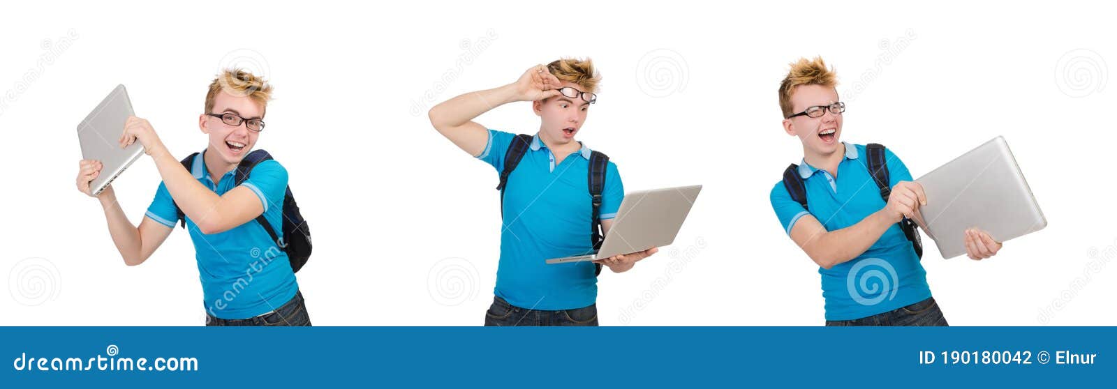 Student with Laptop Isolated on White Stock Photo - Image of computer ...