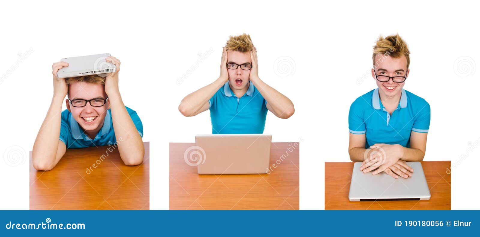 Student with Laptop Isolated on White Stock Photo - Image of blue ...