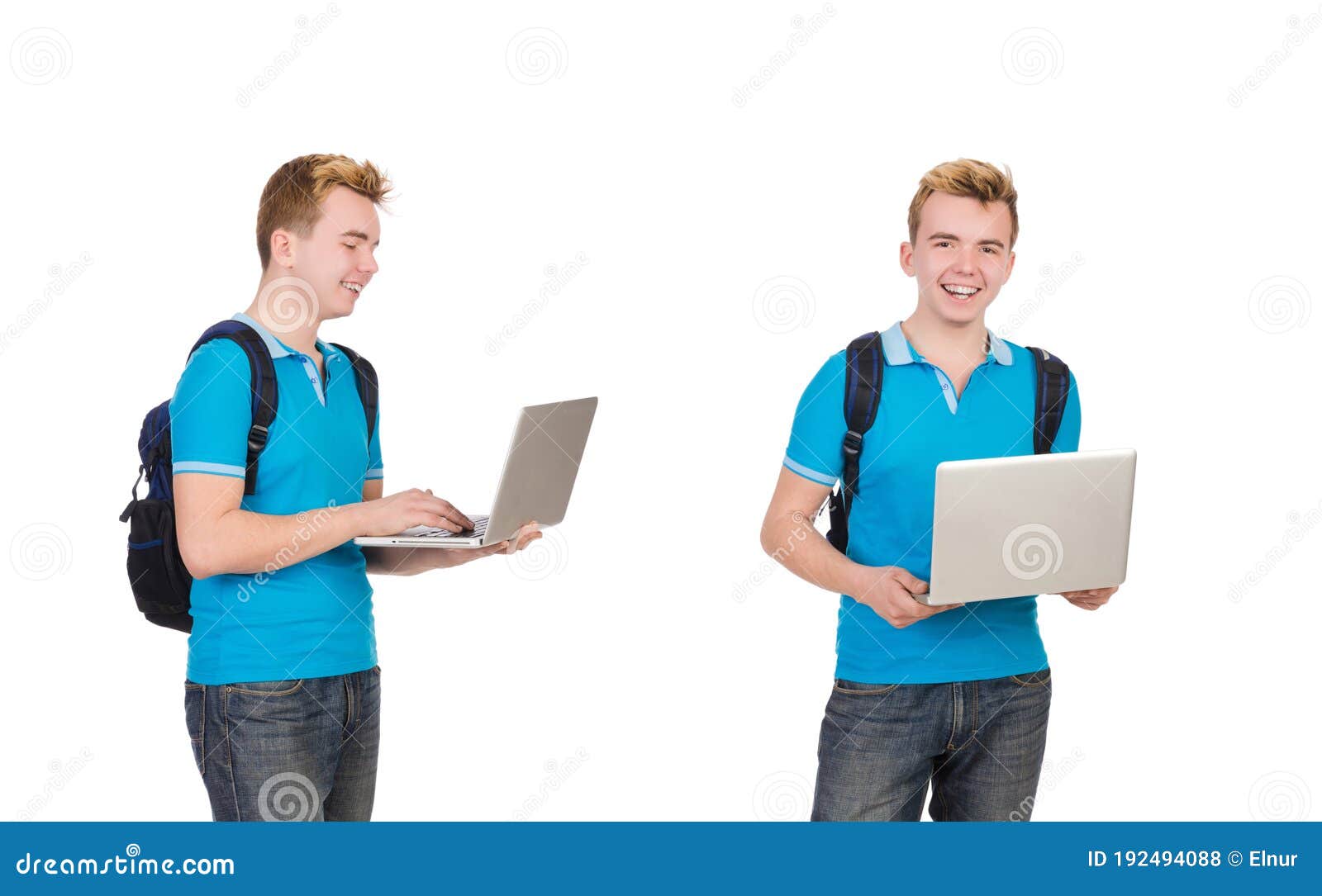 Student with Laptop Isolated on White Stock Photo - Image of looking ...