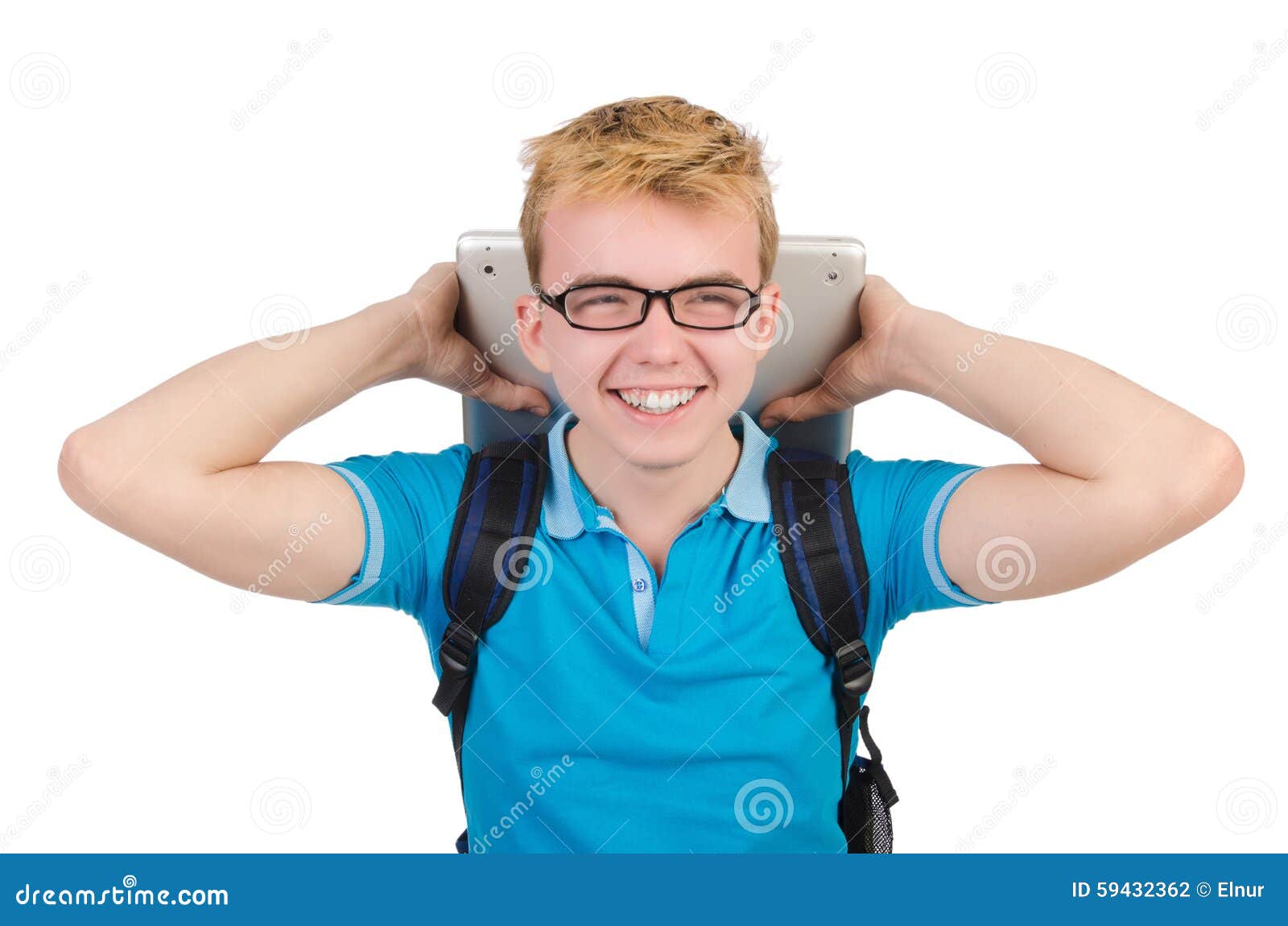 Student with Laptop Isolated on White Stock Photo - Image of computer ...