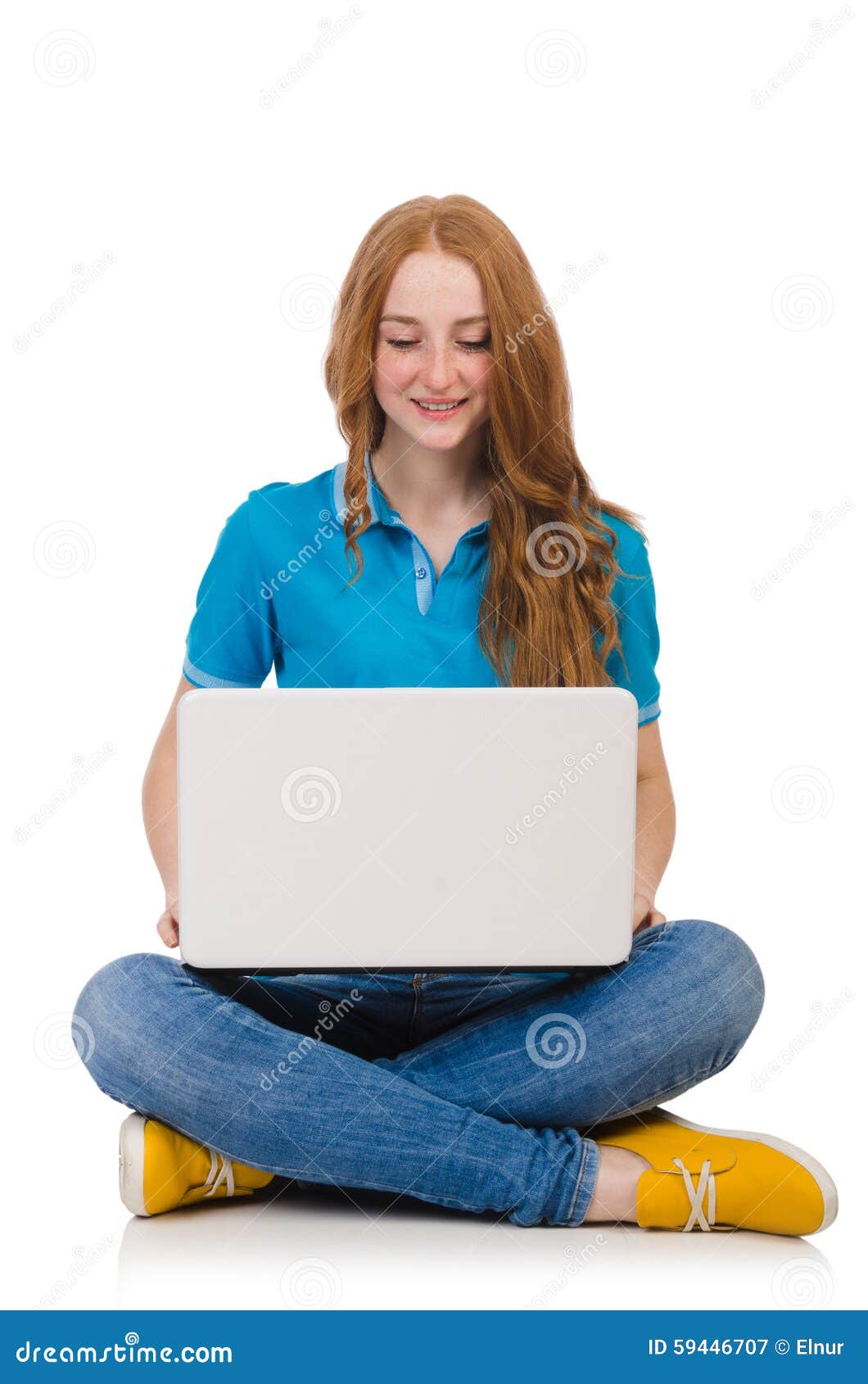 Student with Laptop Isolated on White Stock Image - Image of smiling ...