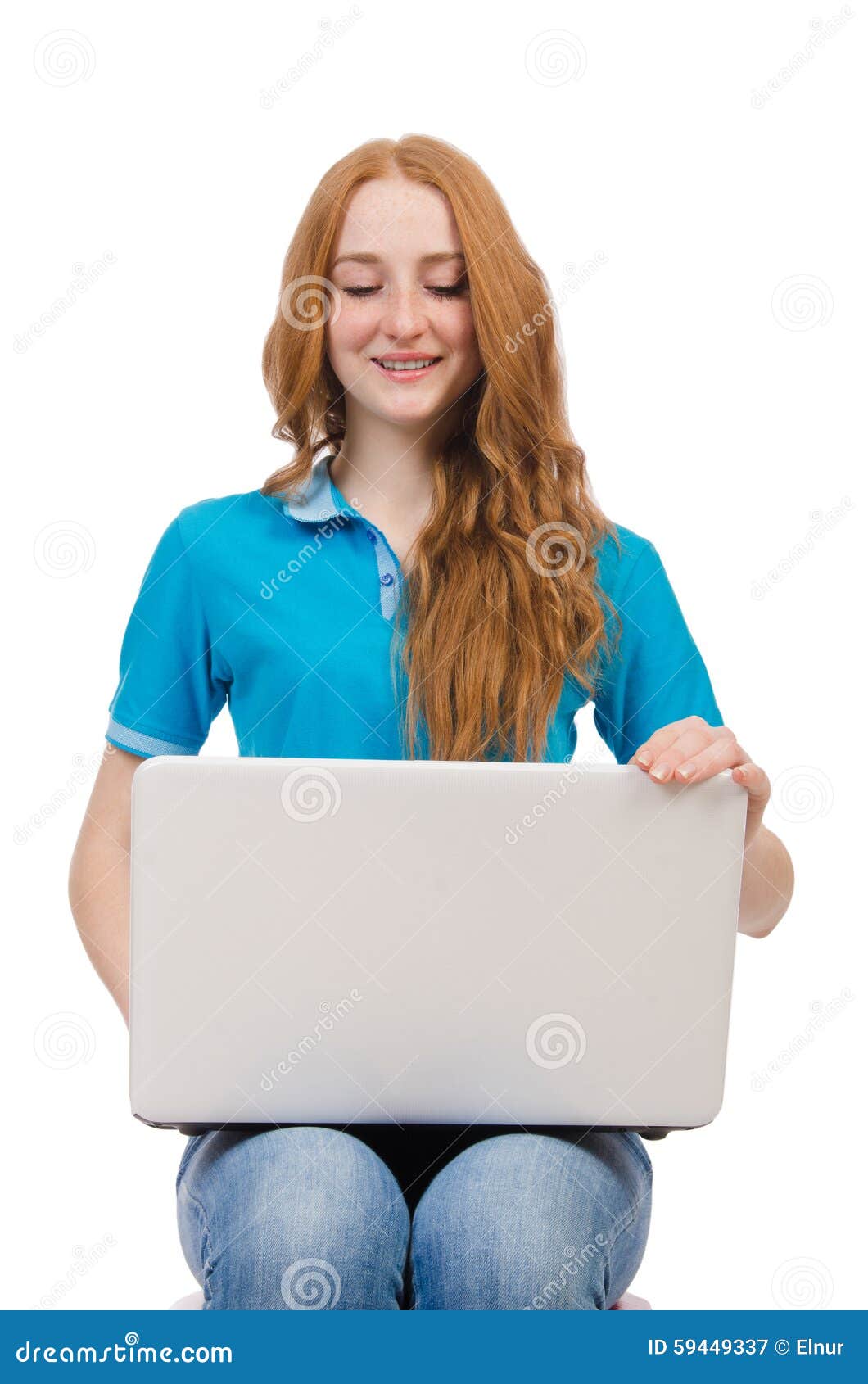 Student with Laptop Isolated on White Stock Image - Image of style ...