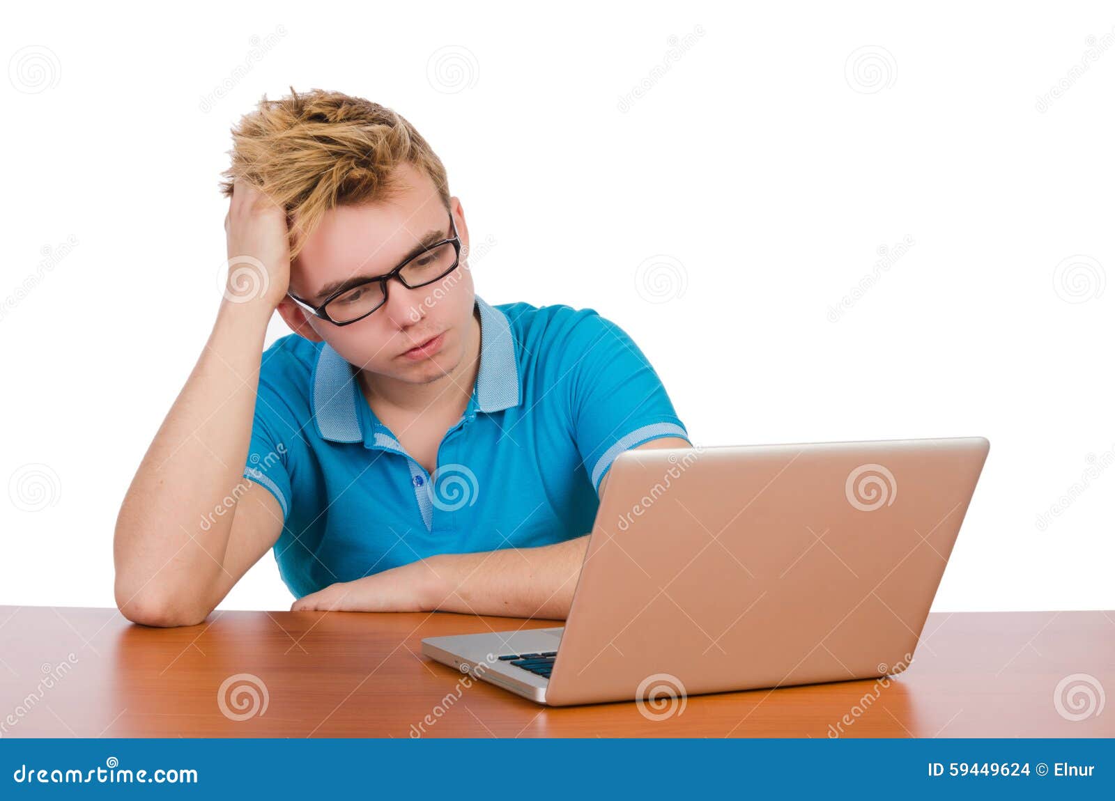 Student with Laptop Isolated on White Stock Photo - Image of freelance ...