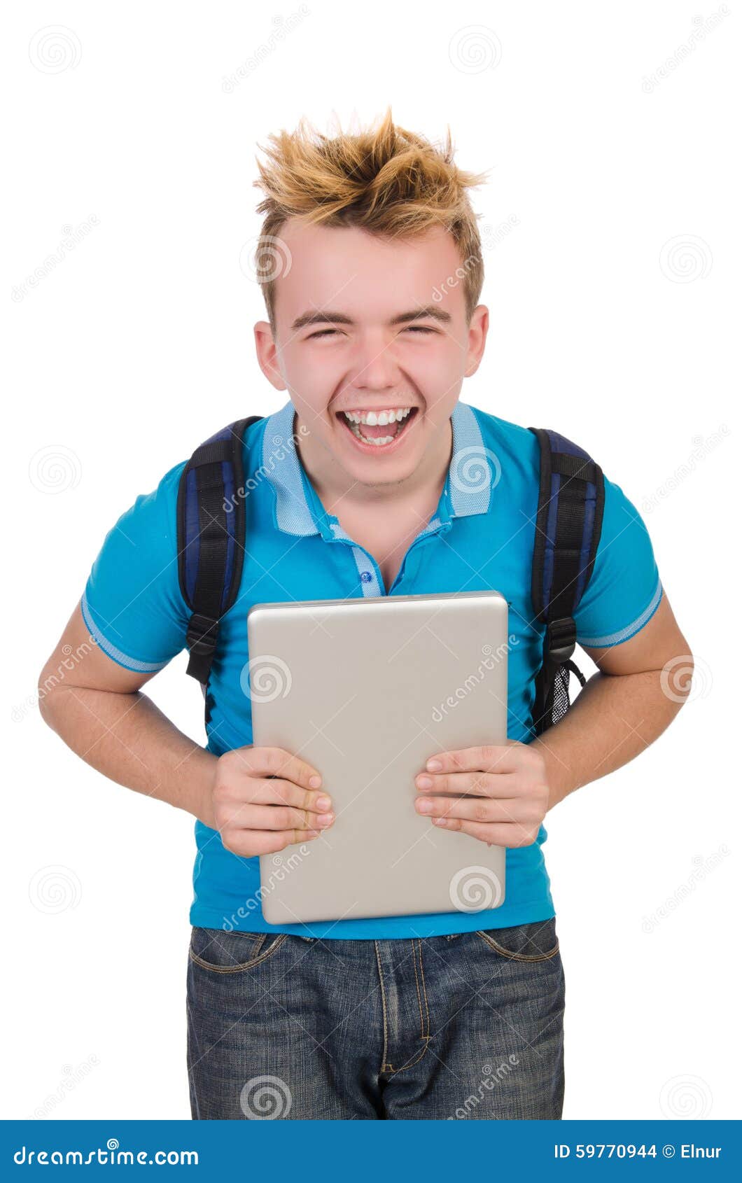 Student with Laptop Isolated on White Stock Photo - Image of internet ...