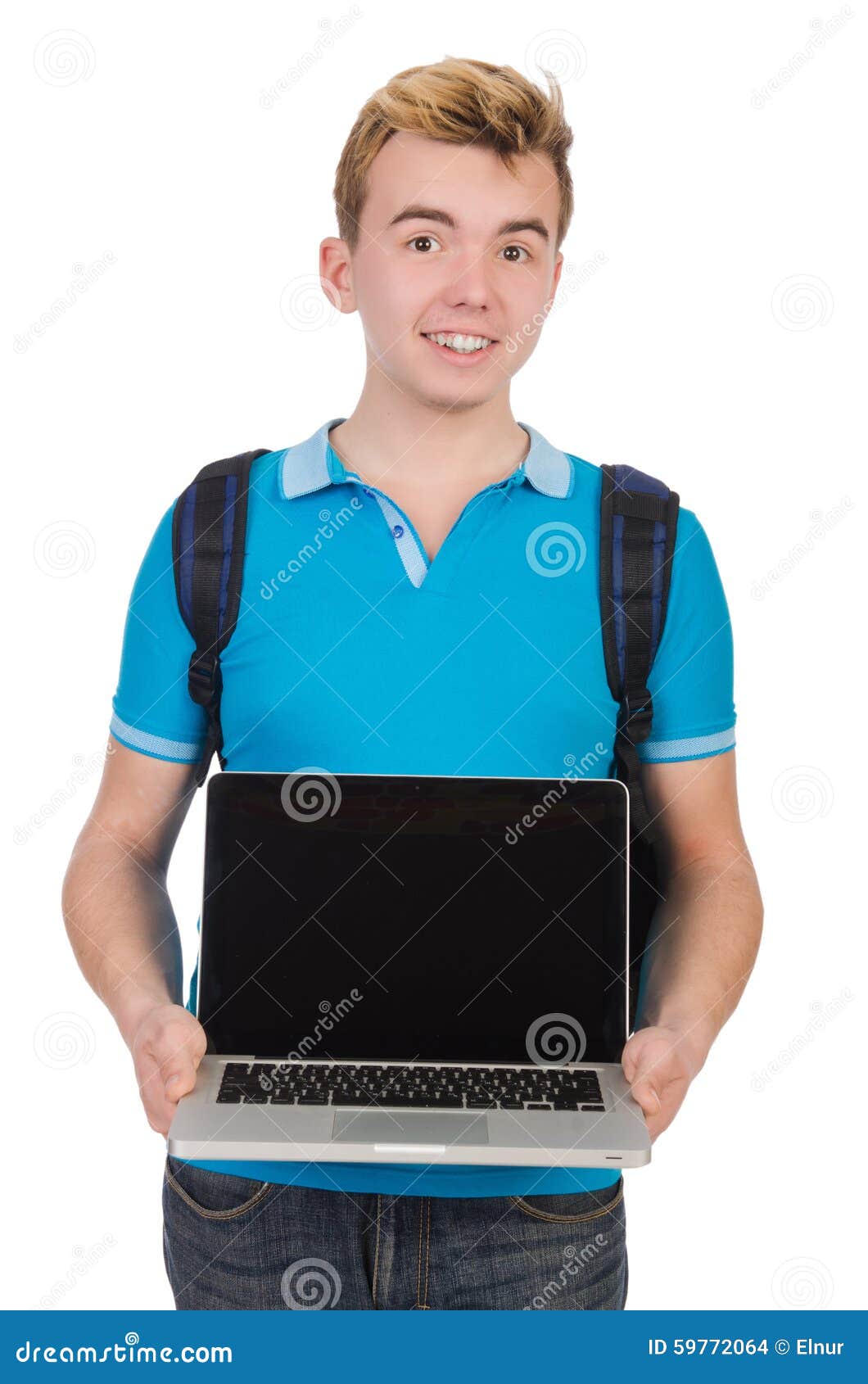 Student with Laptop Isolated on White Stock Photo - Image of freelance ...