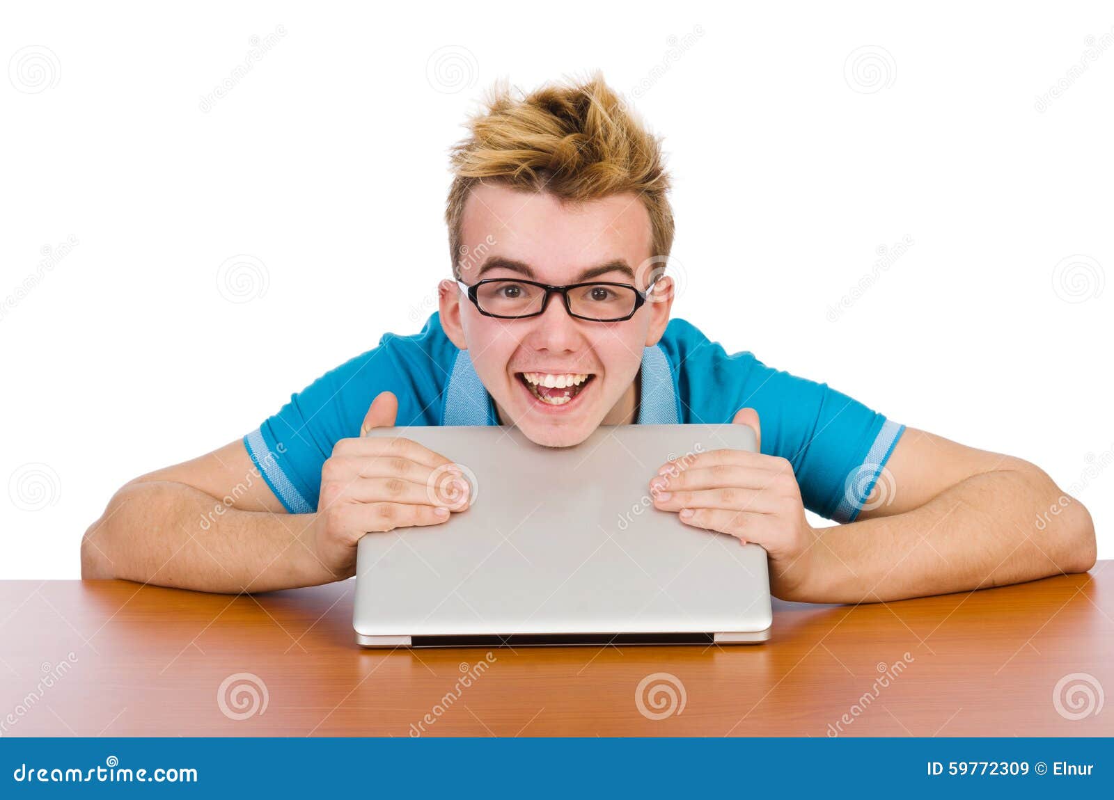 Student with Laptop Isolated on White Stock Image - Image of laptop ...