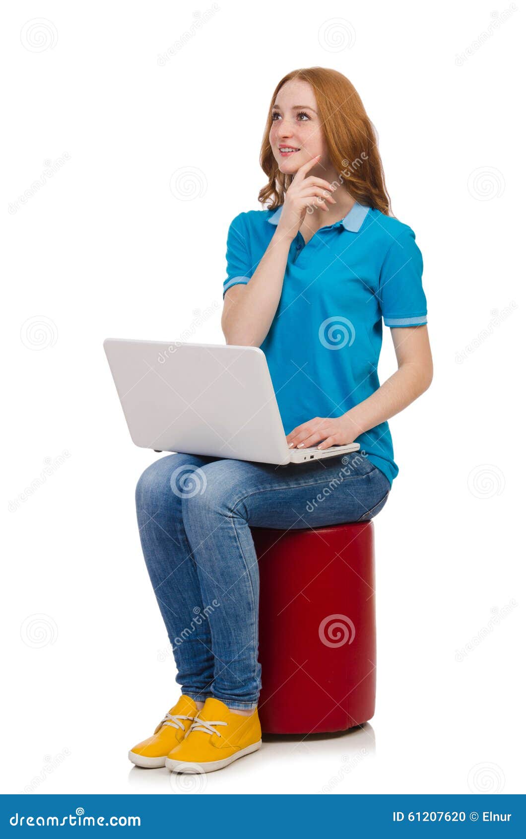 The Student with Laptop Isolated on White Stock Photo - Image of teen ...