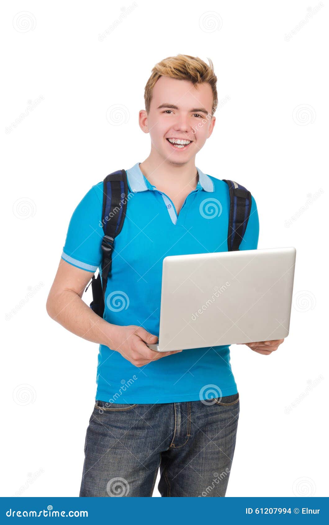 The Student with Laptop Isolated on White Stock Photo - Image of ...