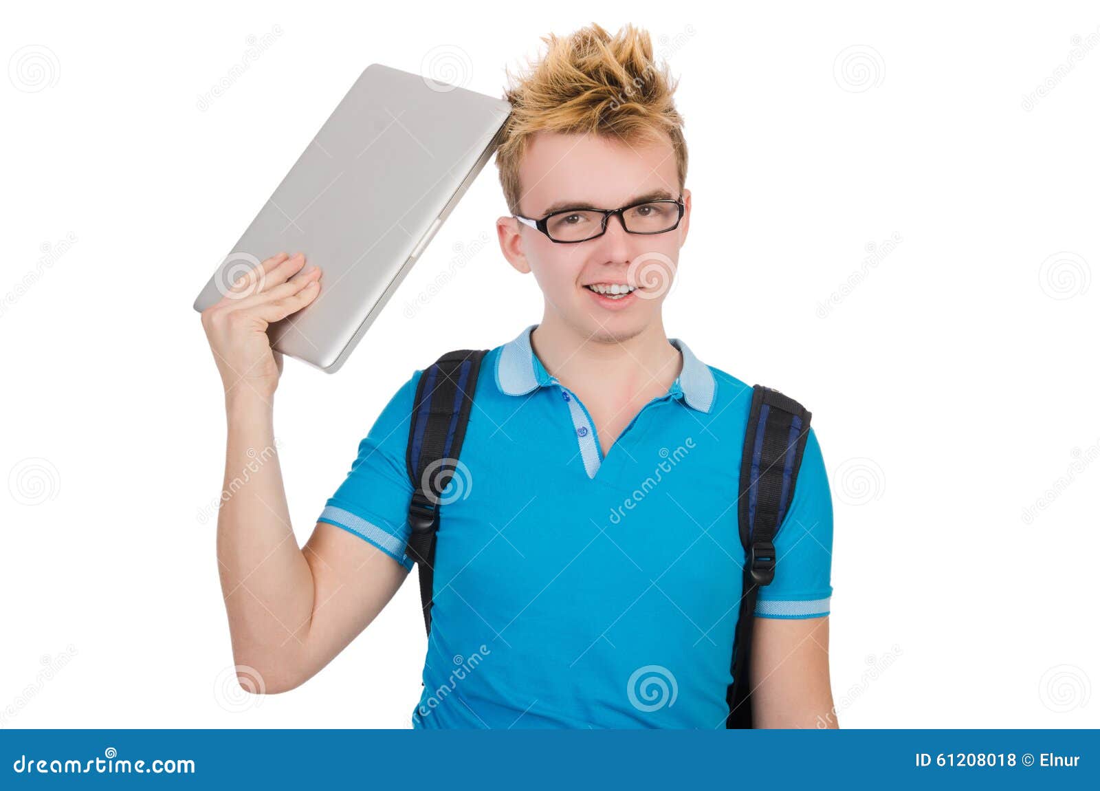 The Student with Laptop Isolated on White Stock Photo - Image of ...