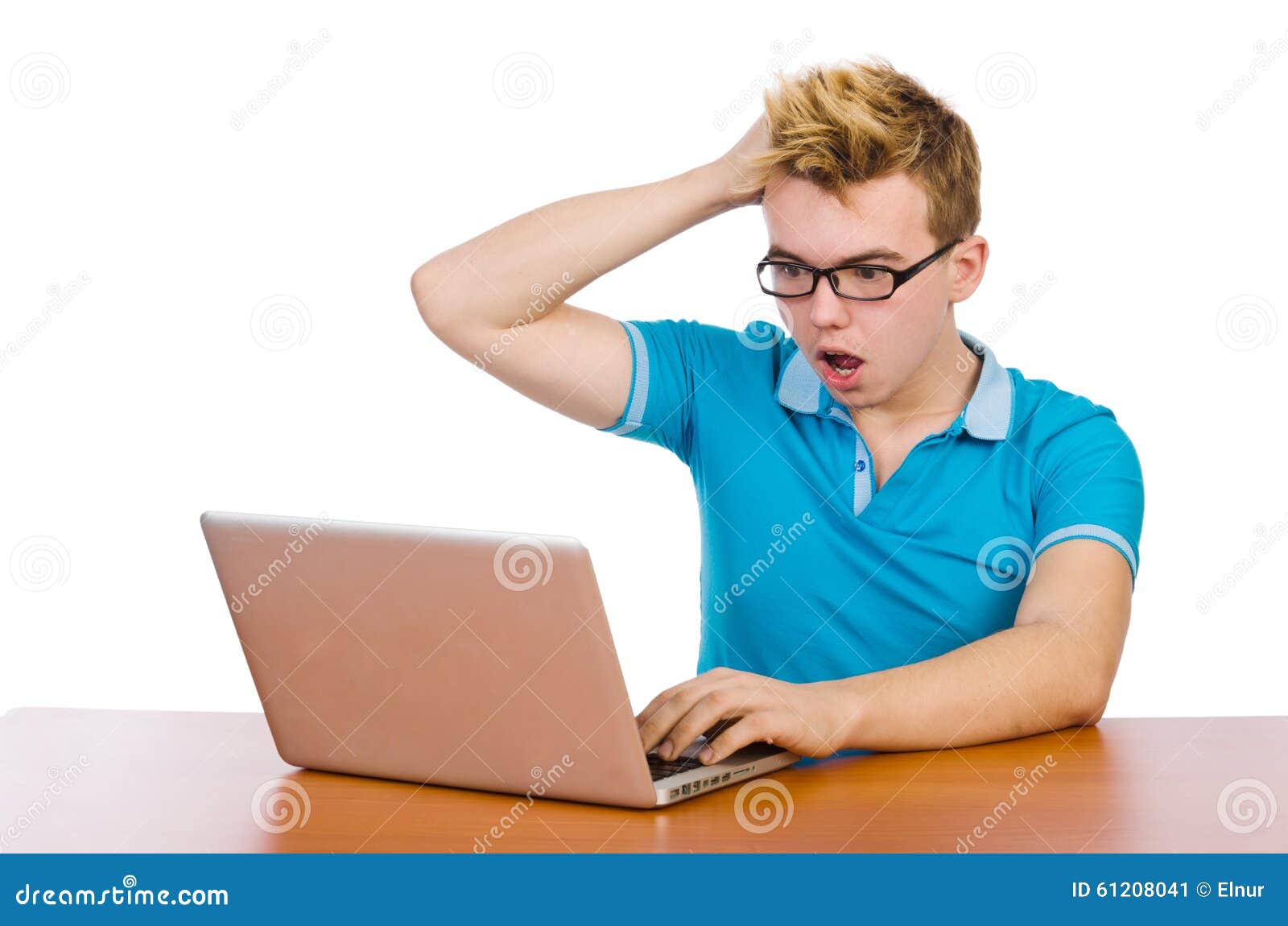 The Student with Laptop Isolated on White Stock Image - Image of ...