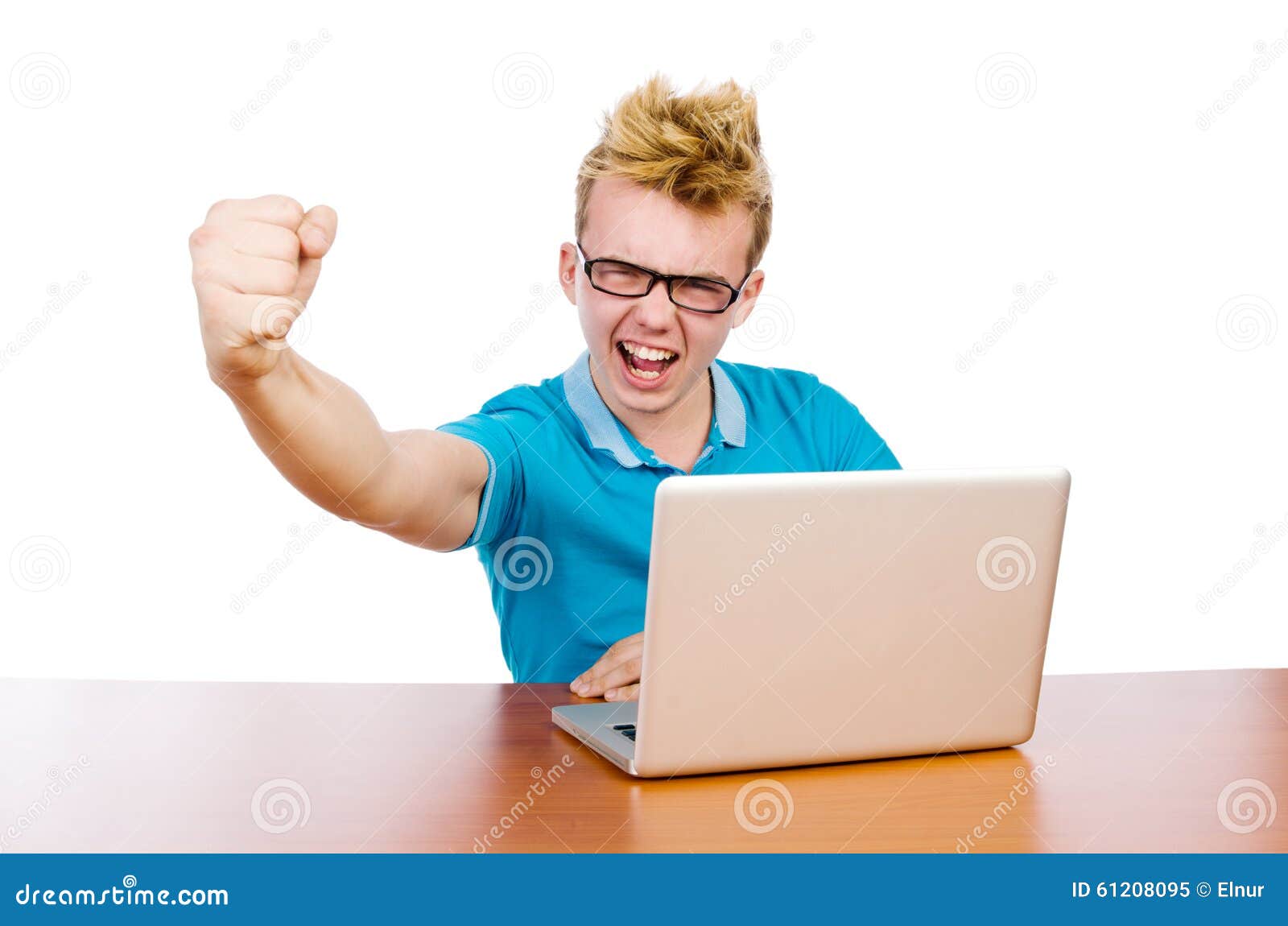 The Student with Laptop Isolated on White Stock Image - Image of tshirt ...