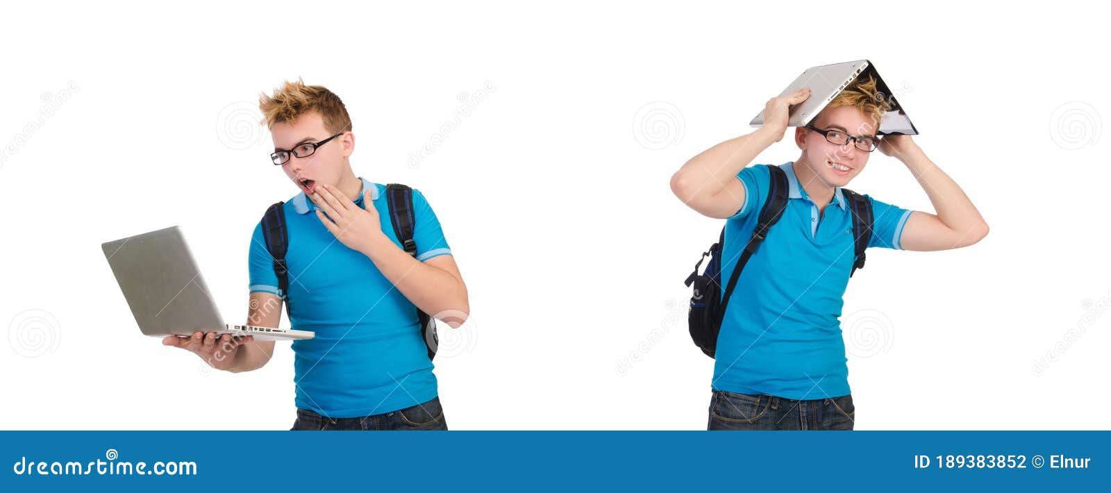 Student with Laptop Isolated on White Stock Photo - Image of ...